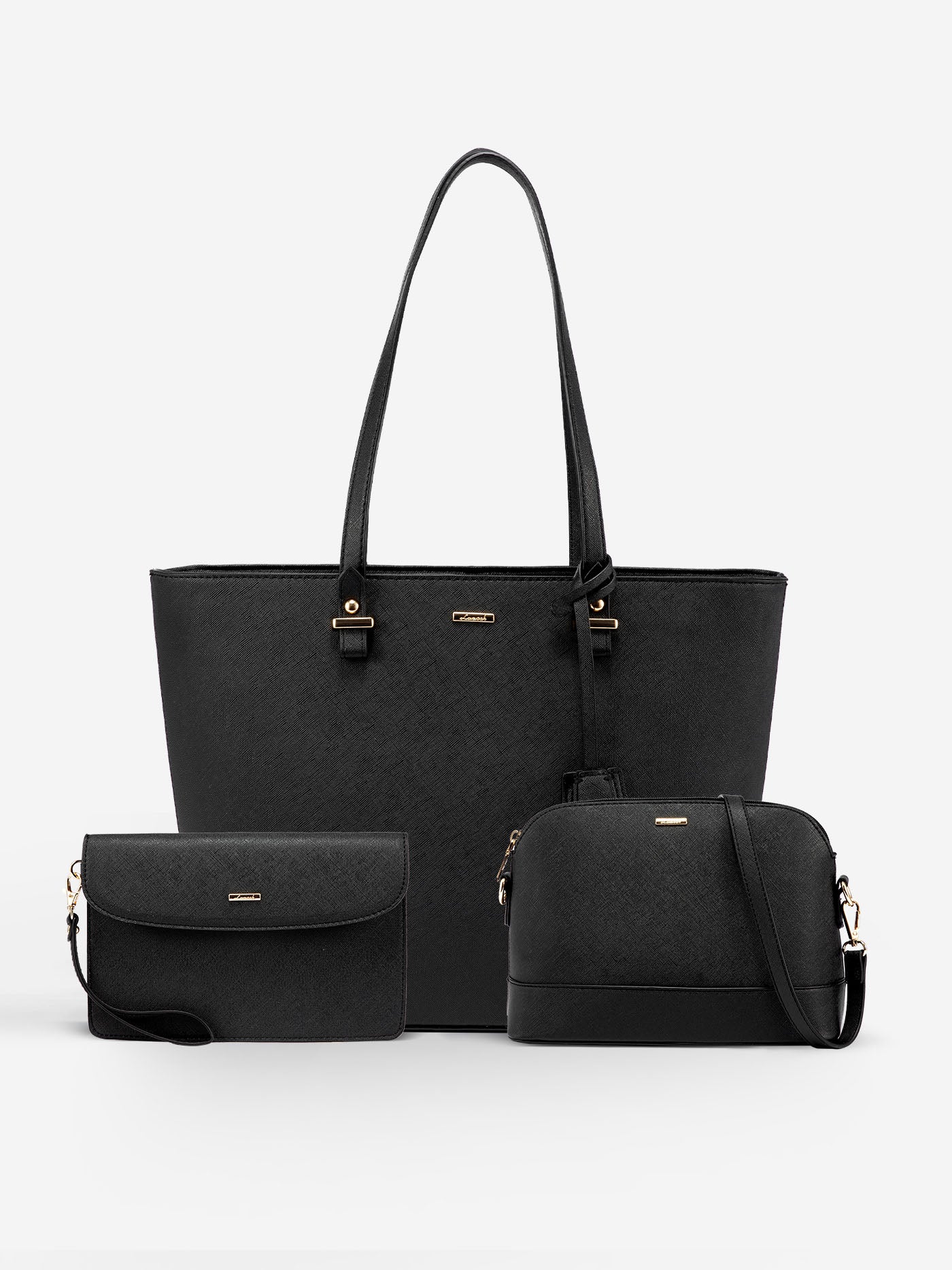 LOVEVOOK Handbag & Crossbody Bag 3-in-1 Set PVC Leather Multiple Pockets