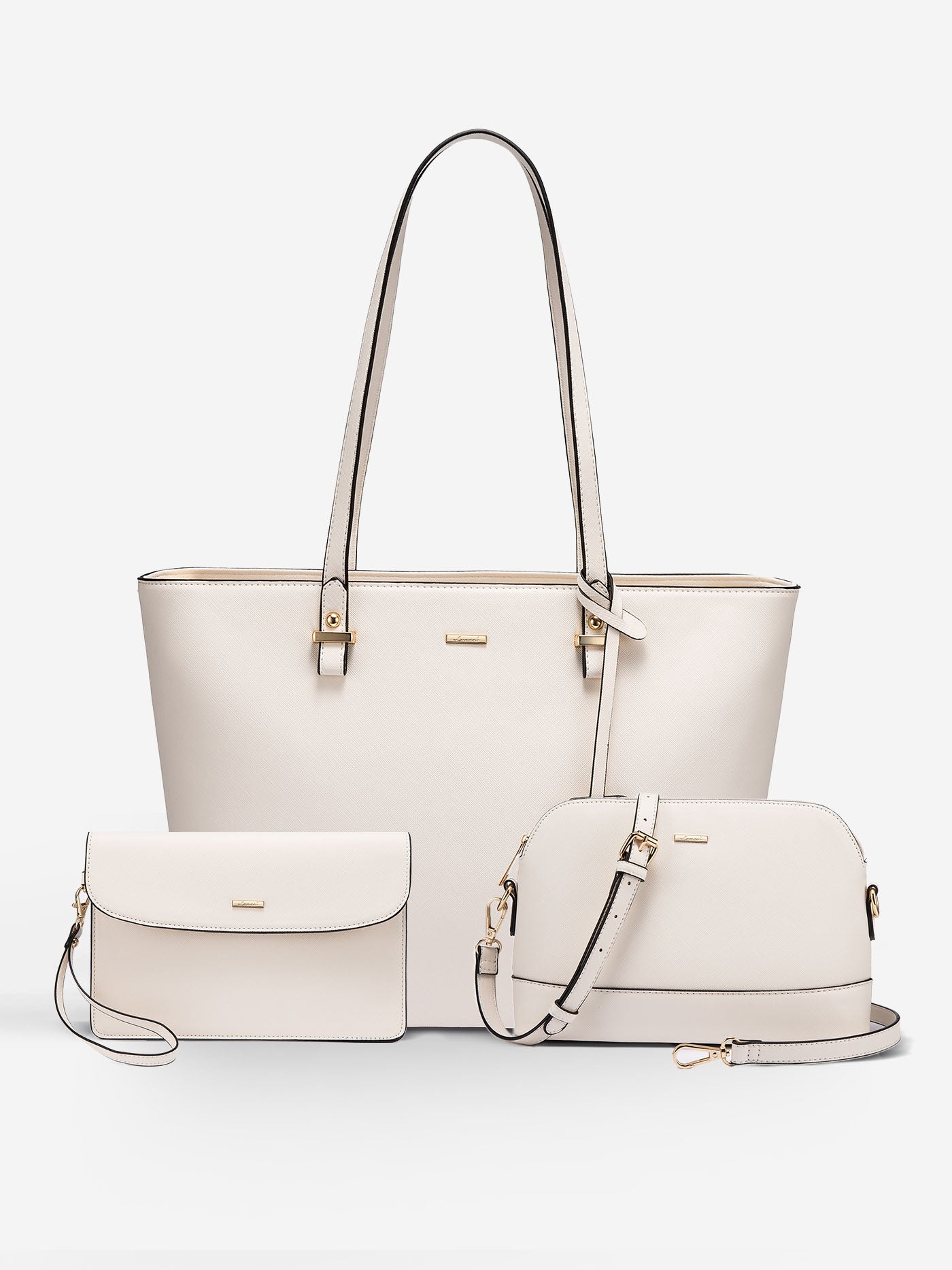 LOVEVOOK Handbag & Crossbody Bag 3-in-1 Set PVC Leather Multiple Pockets