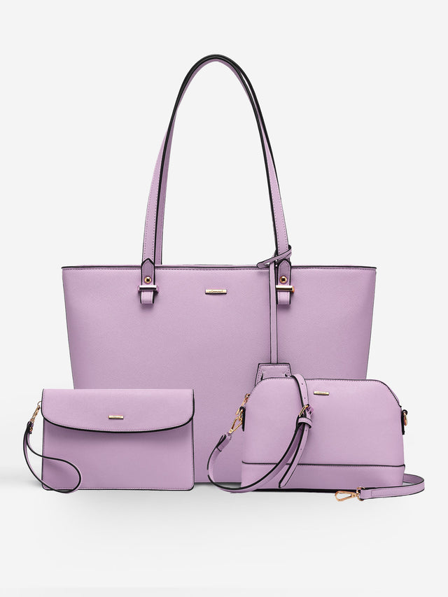 LOVEVOOK Handbag & Crossbody Bag 3-in-1 Set PVC Leather Multiple Pockets