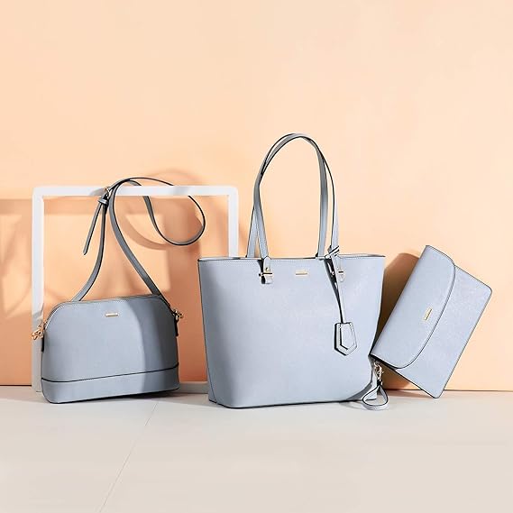 LOVEVOOK Handbag & Crossbody Bag 3-in-1 Set PVC Leather Multiple Pockets
