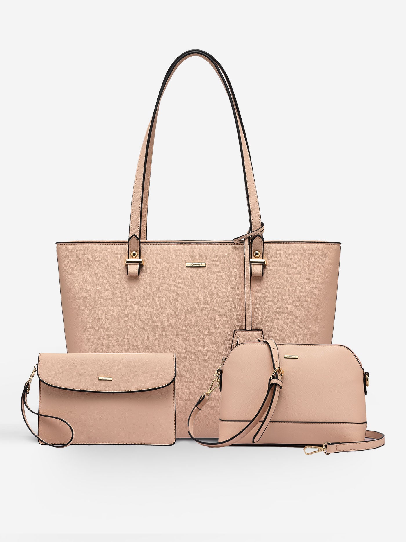LOVEVOOK Handbag & Crossbody Bag 3-in-1 Set PVC Leather Multiple Pockets